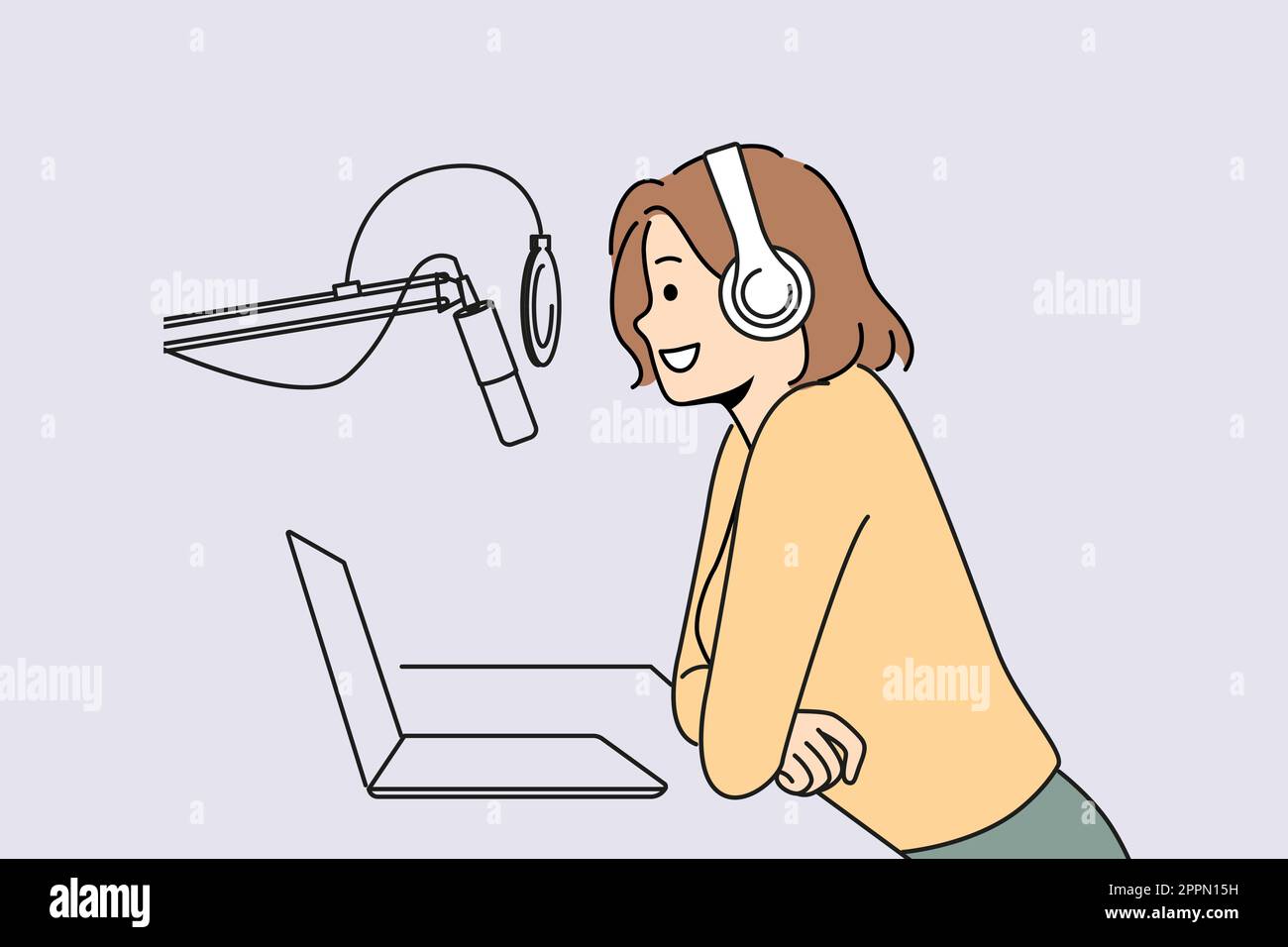 Woman journalist microphone online Stock Vector Images - Alamy