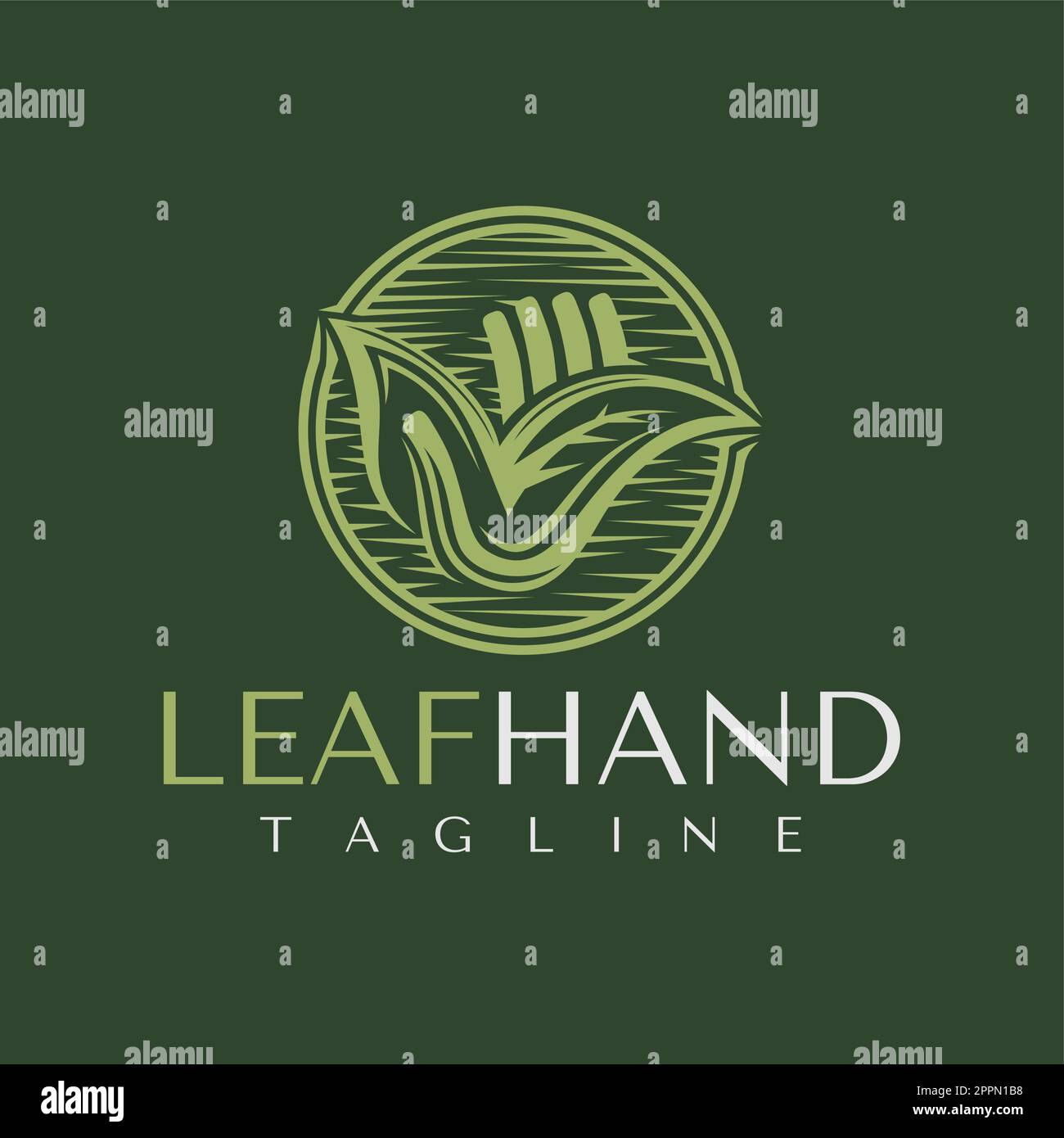 Vintage abstract leaf hand cultivate logo design. Luxury seed planting ...