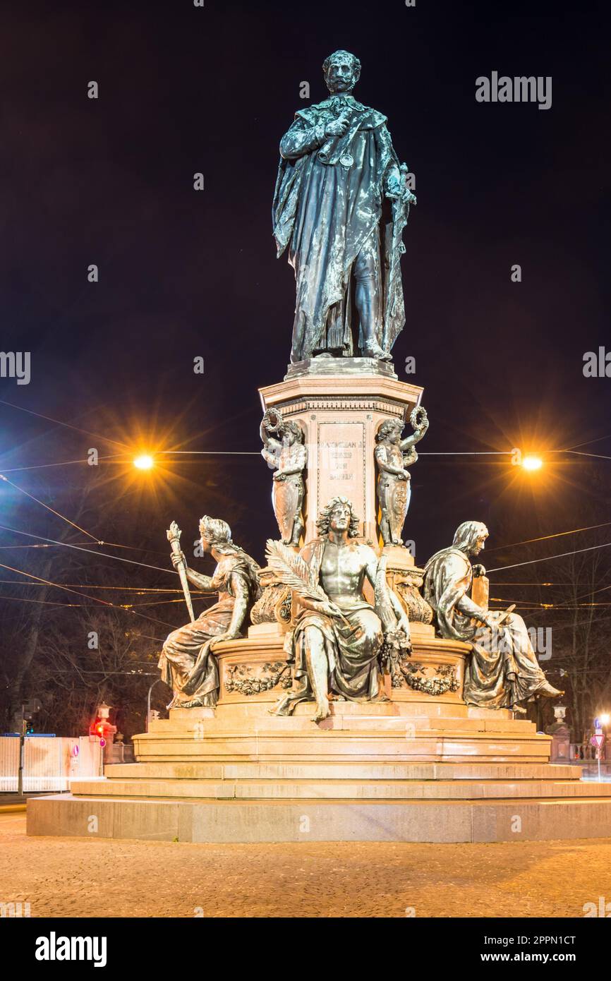 Monument of King Max II in Munich, Maximilian street. The statue was ...