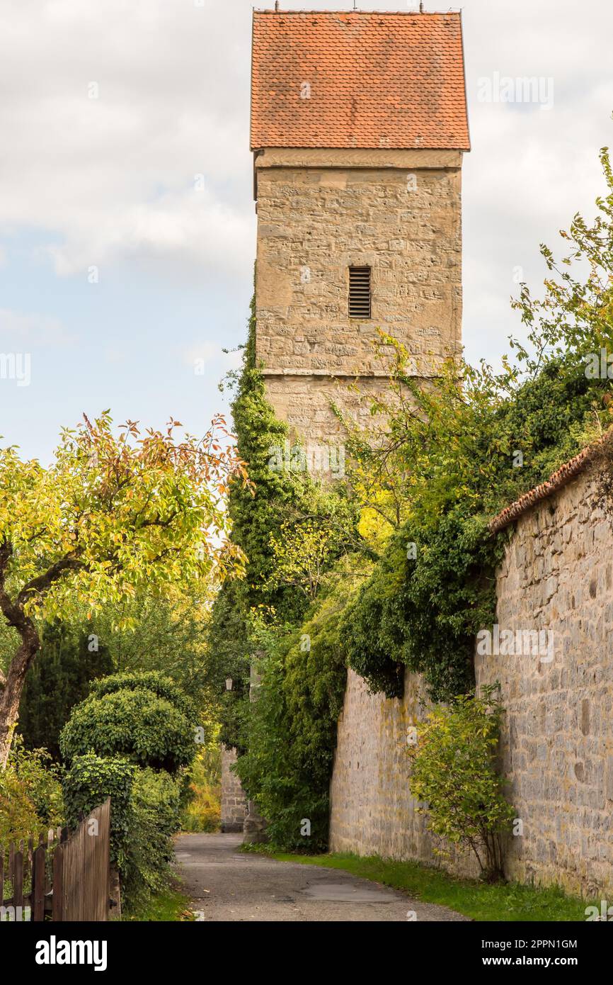 Medieval Watch Tower in the historic old town of Dinkelsbuehl Stock ...