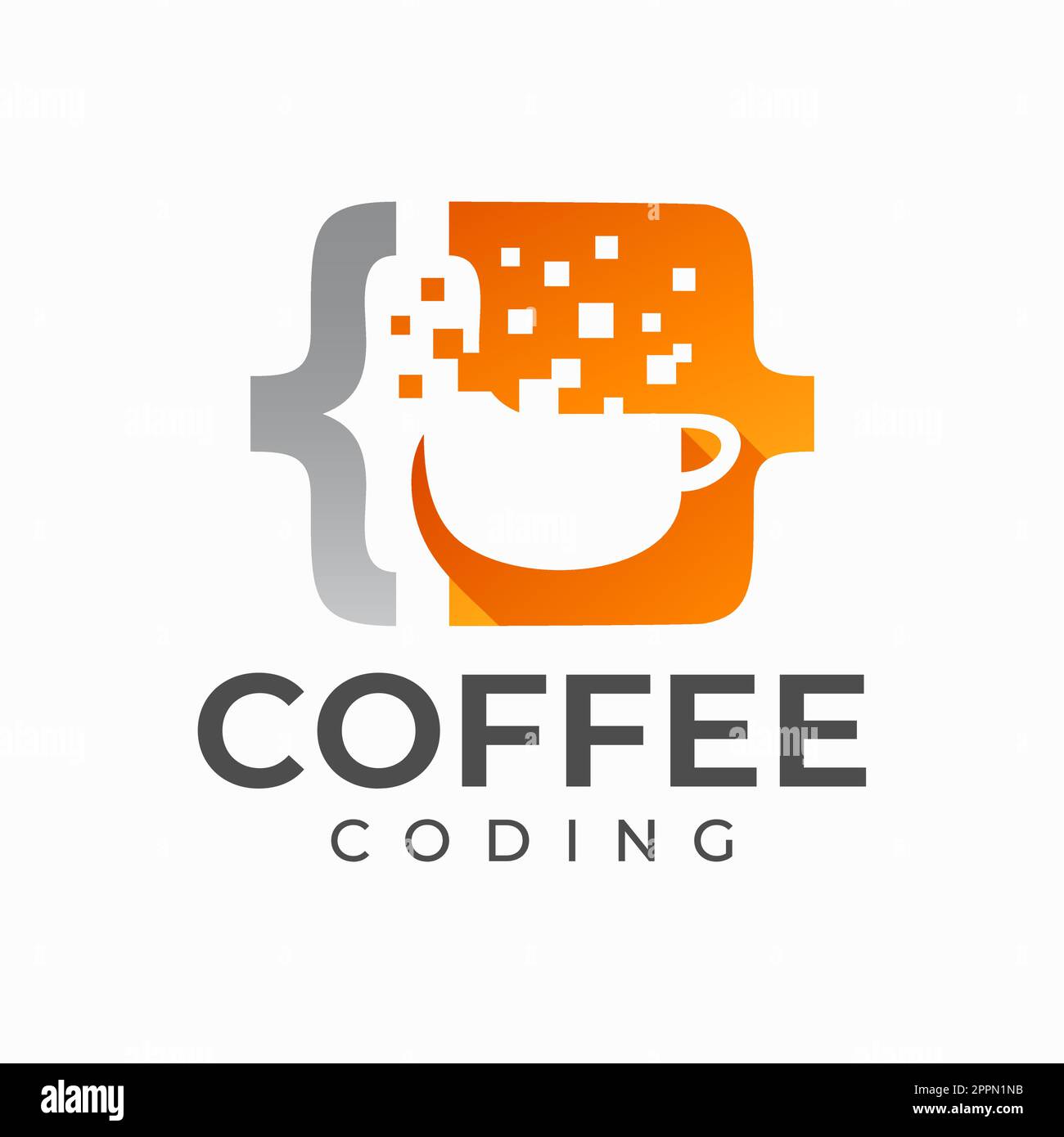 Simple digital pixel coffee coding logo design. Modern technology code logo Stock Vector Image ...