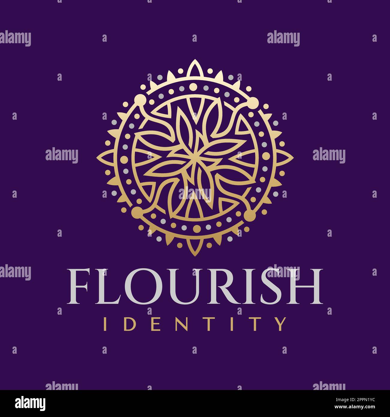 Luxury decorative line flower circle logo design. Elegance flourish ...