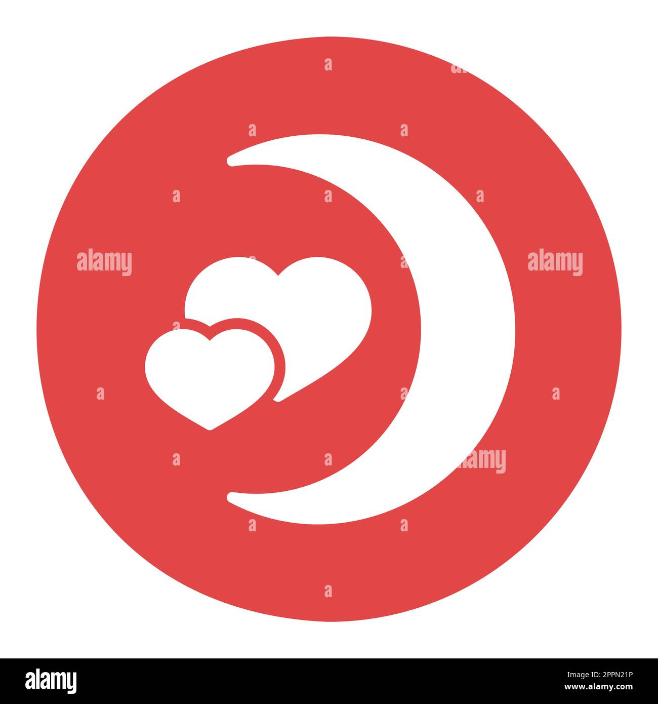 Crescent moon with heart shaped stars vector icon Stock Vector Image ...