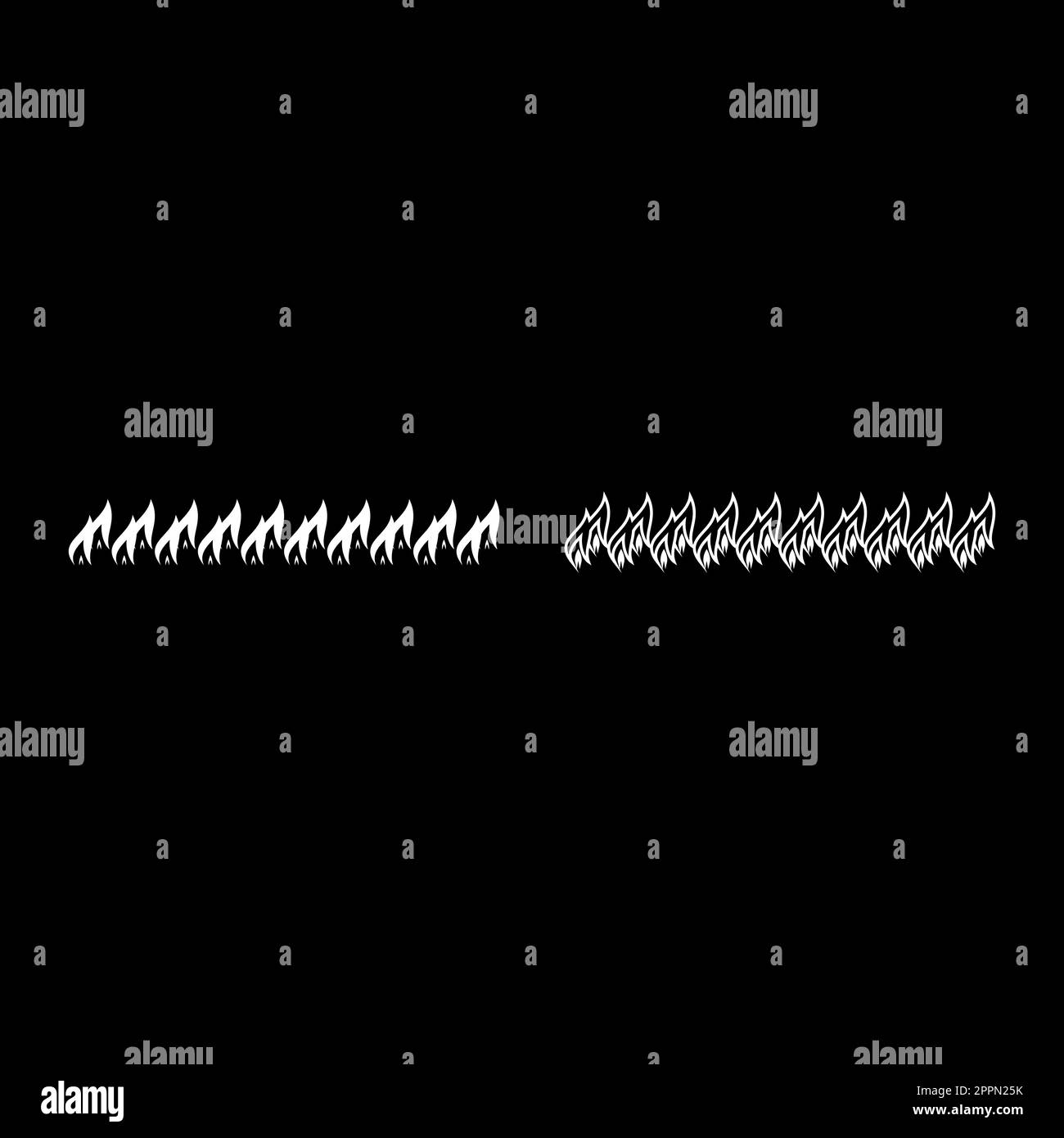 Burning fire flame row set icon white color vector illustration image ...