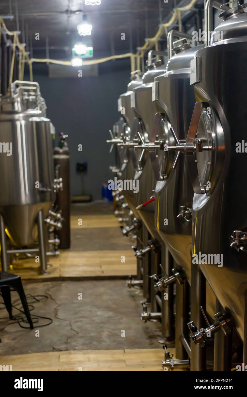 Inside a small microbrewery Stock Photo - Alamy
