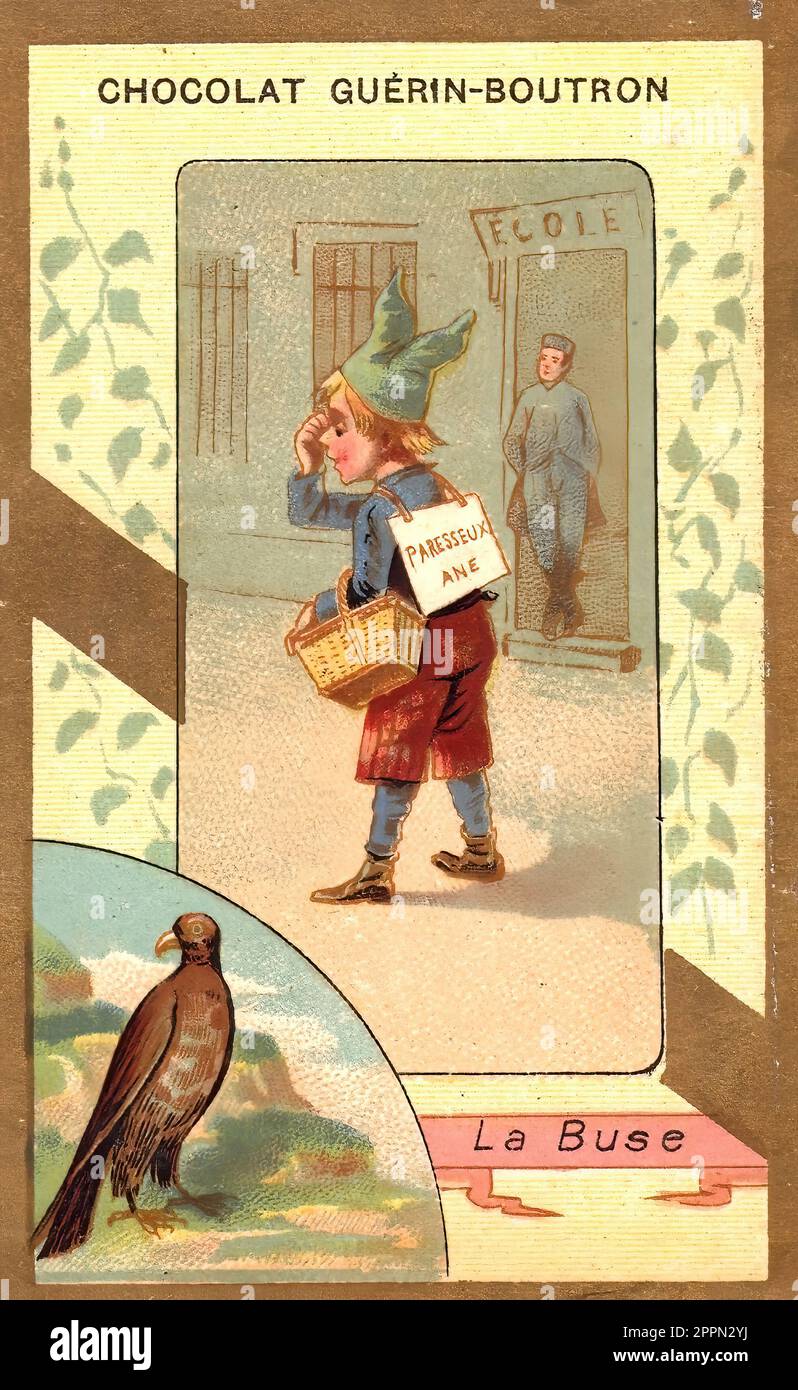 The Buzzard - Vintage French Tradecard - Belle Epoque Era Stock Photo ...