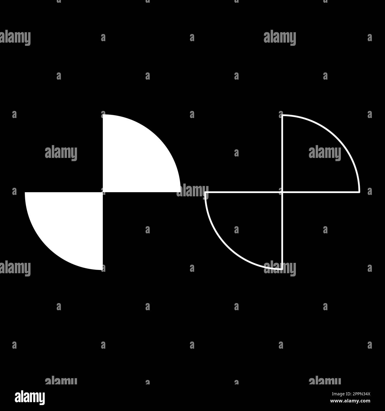 Part circle 1/2 2 two set icon white color vector illustration image ...