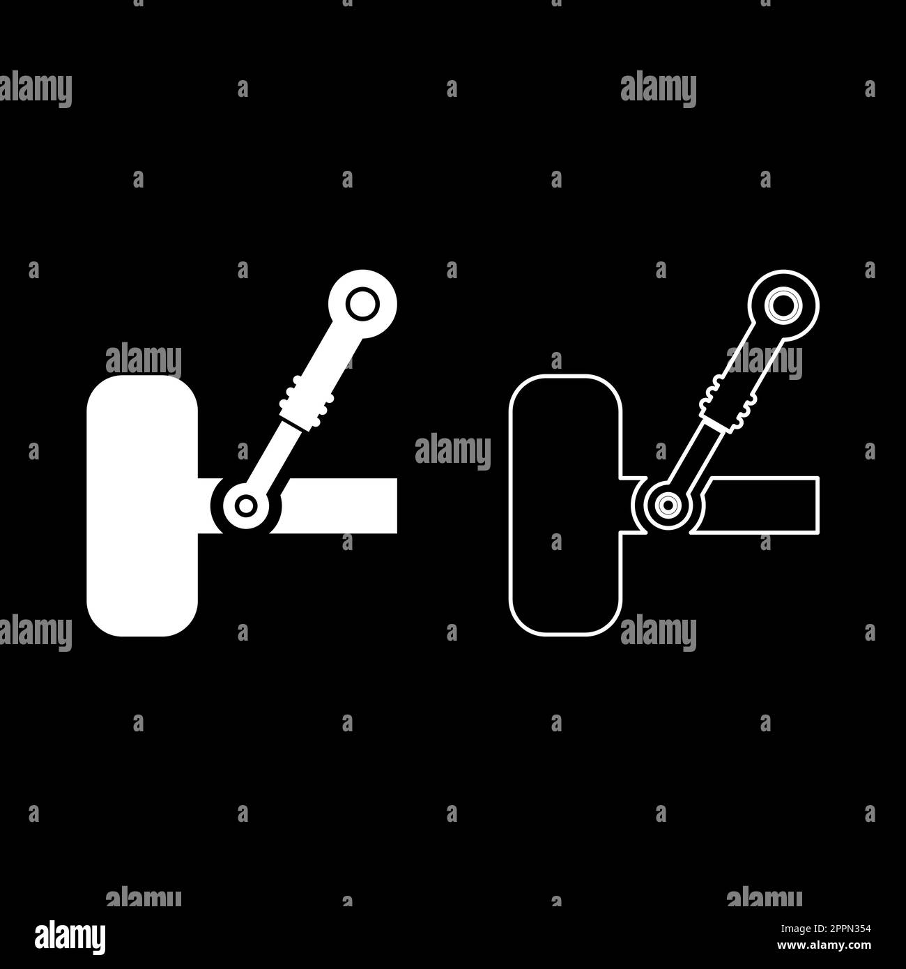 Wheel and shock absorber car suspension system auto service set icon ...