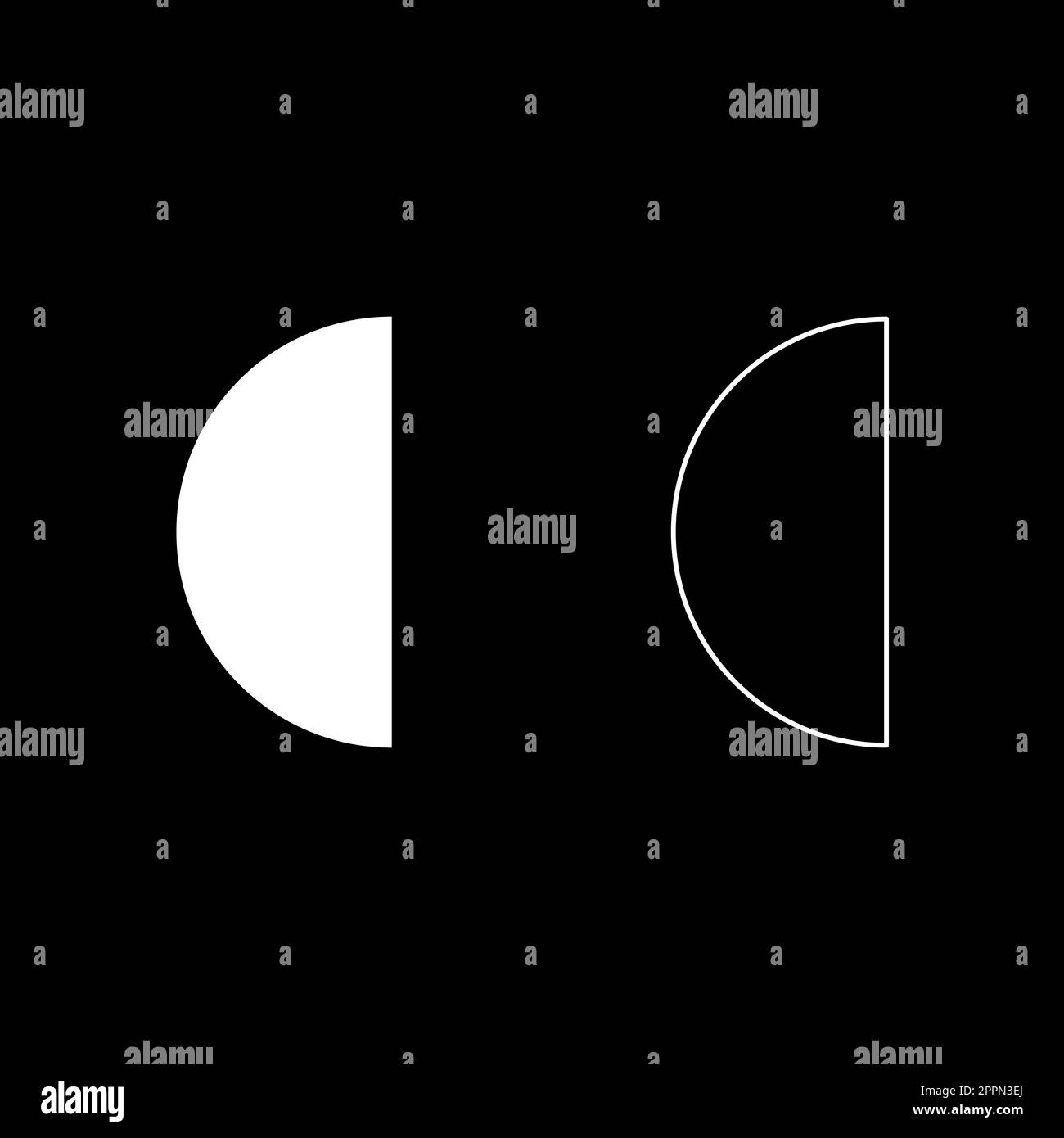 Part circle 1/2 2 two set icon white color vector illustration image ...