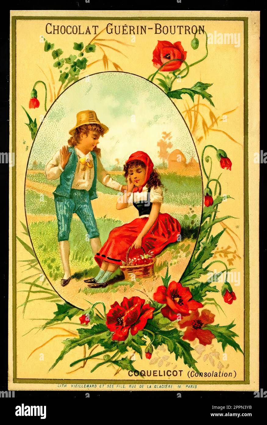 Language of Flowers - Poppy - Vintage French Tradecard - Belle Epoque ...