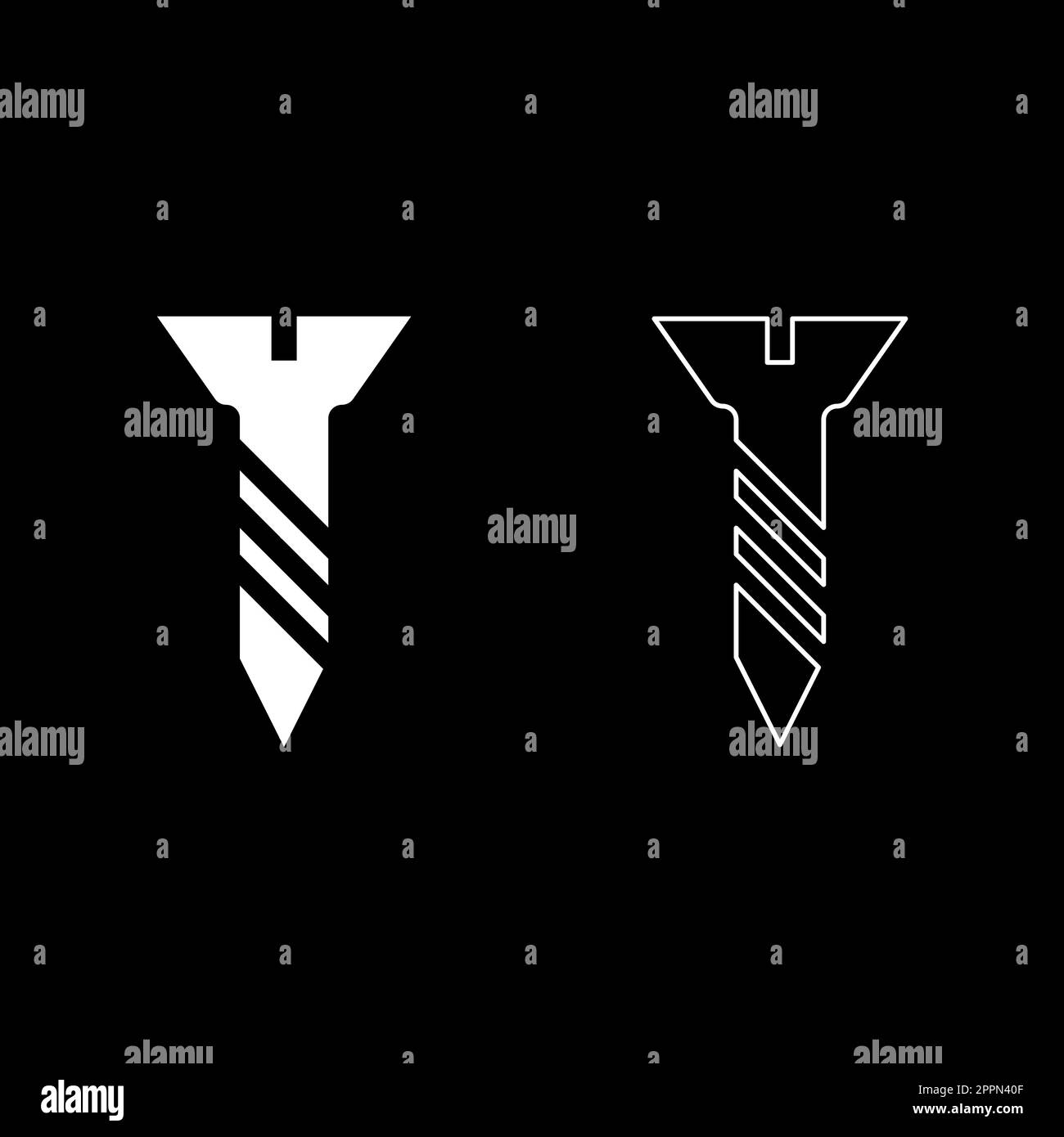 Screw metal wood set icon white color vector illustration image solid ...