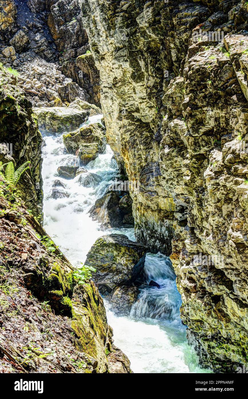 Wild river flowing through the Breitachklamm Gorge Stock Photo - Alamy