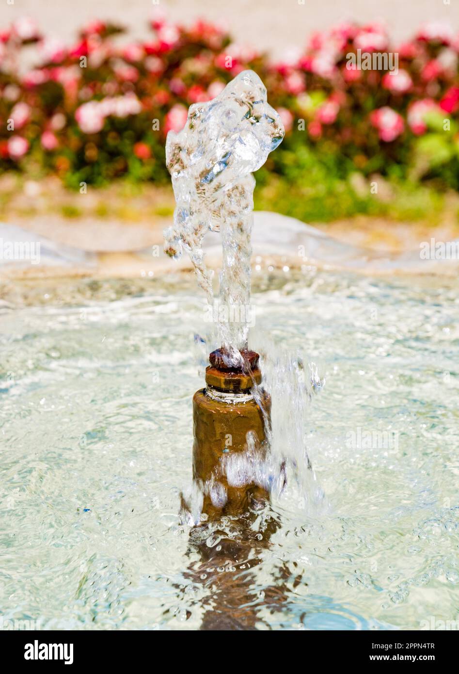 Closeup of water flwoing out of a fountain Stock Photo - Alamy