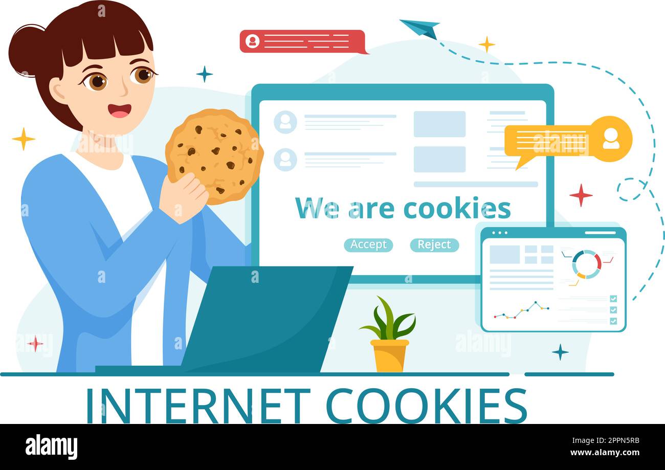 Internet Cookies Technology Illustration with Track Cookie Record of ...