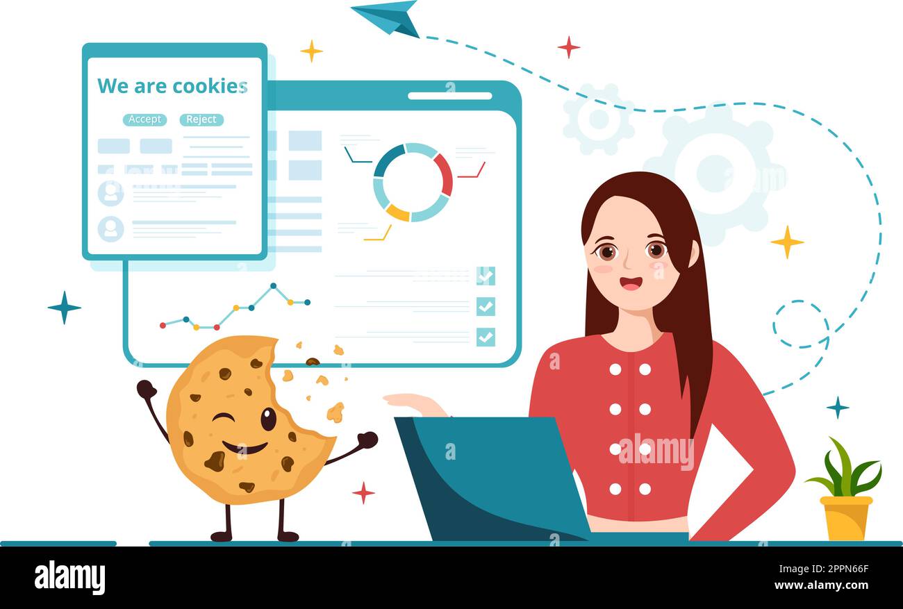Internet Cookies Technology Illustration with Track Cookie Record of ...
