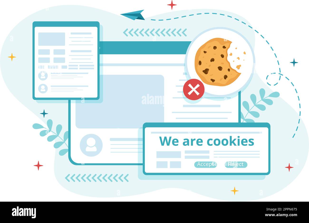 Internet Cookies Technology Illustration with Track Cookie Record of ...