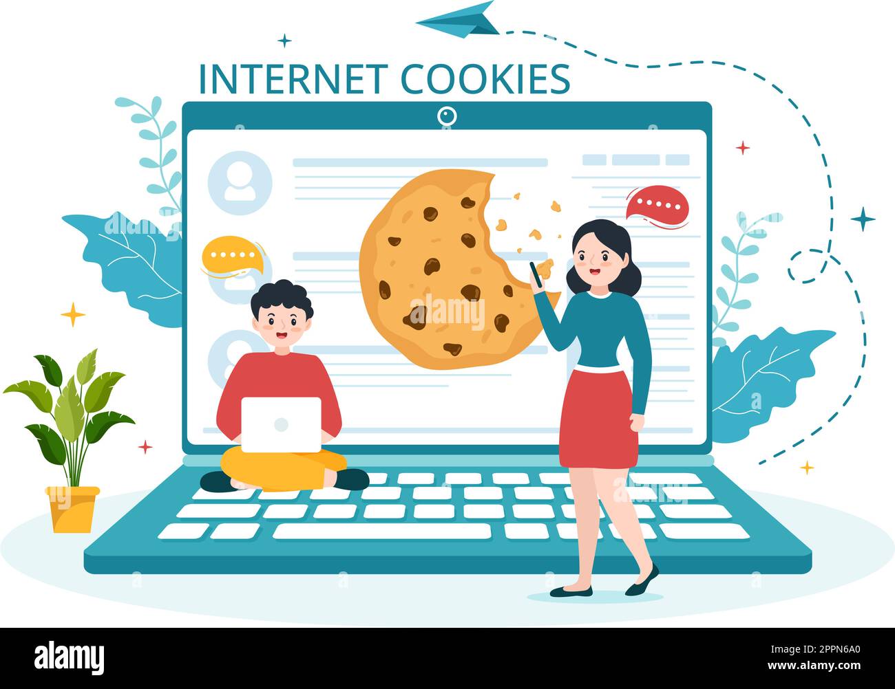 Internet Cookies Technology Illustration with Track Cookie Record of ...