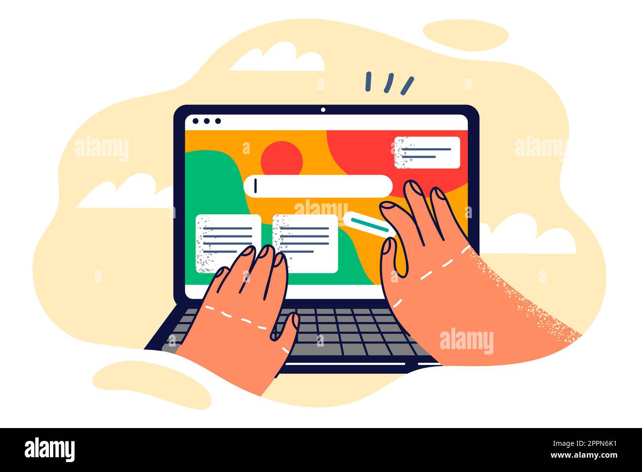 Hands of designer creating new website or software using Stock Vector ...