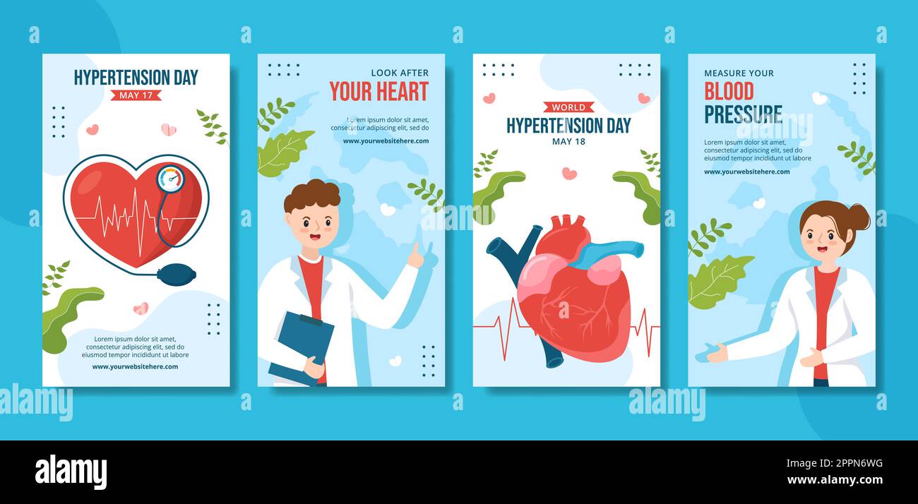 World Hypertension Day Social Media Stories Flat Cartoon Hand Drawn ...