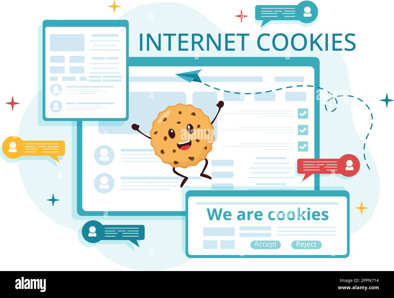 Internet Cookies Technology Illustration with Track Cookie Record of ...