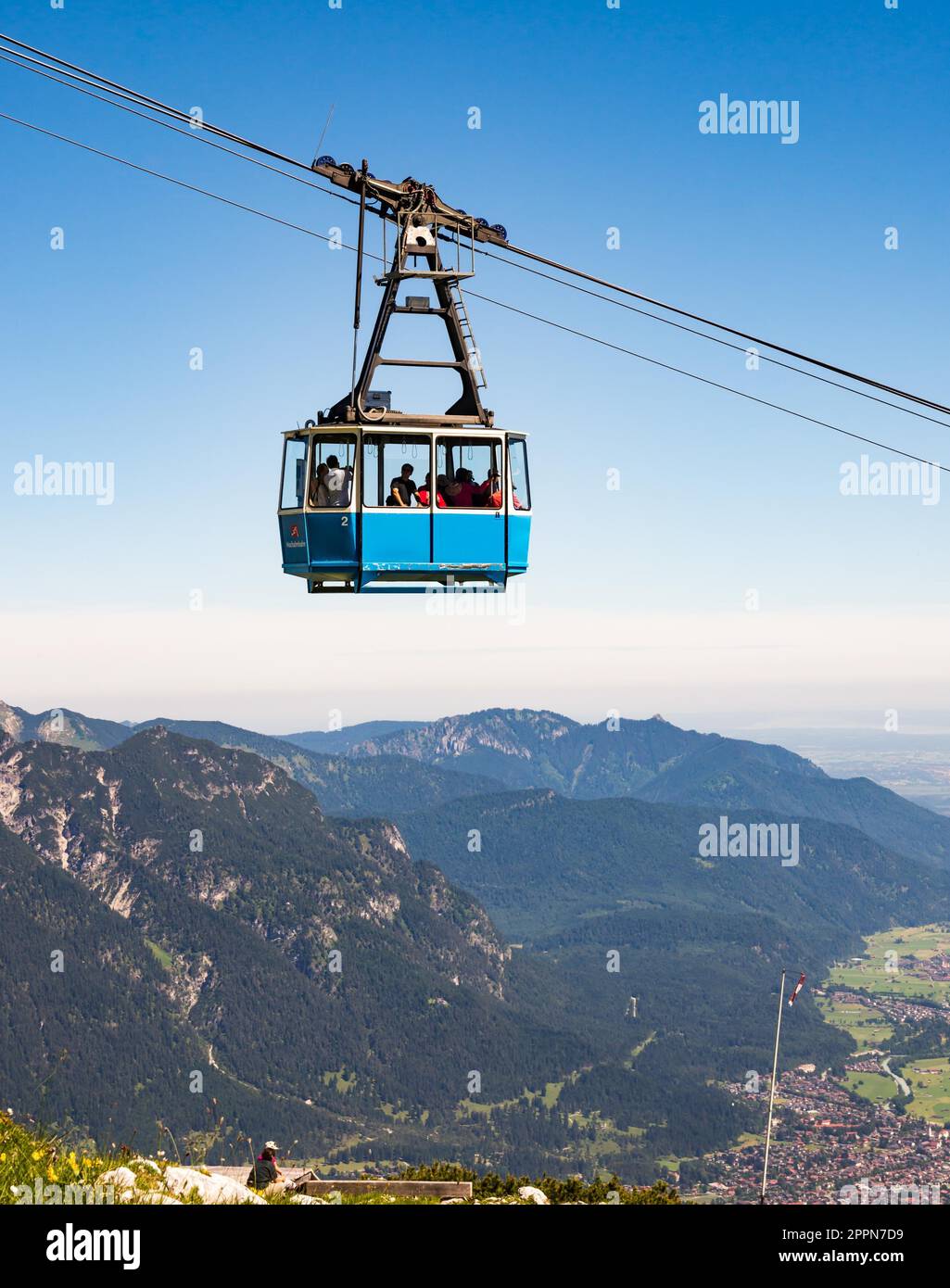 GARMISCH, GERMANY - JULY 10: Cable car at the Osterfeldkopf mountain in ...
