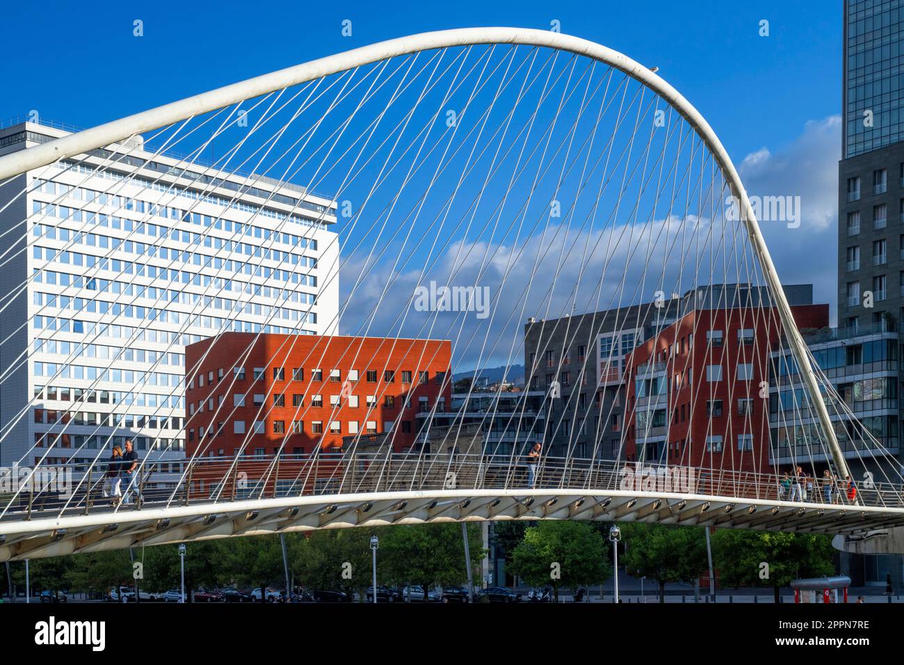 Zubizuri bridge designed by architect Santiago Calatrava, Bilbao ...