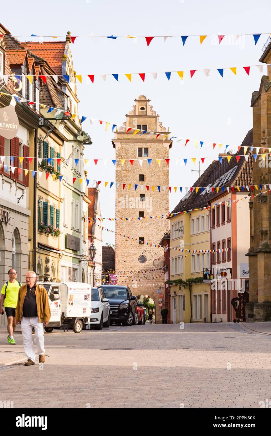 VOLKACH, GERMANY - August 20: Tourists at the historic old town of ...