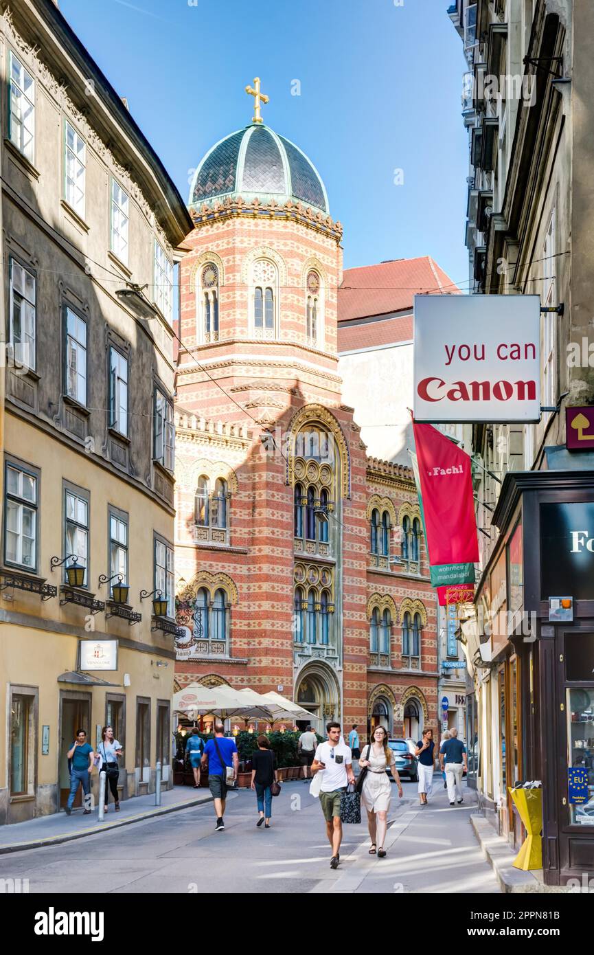 VIENNA, AUSTRIA - AUGUST 29: People at the orthodox Griechenkirche ...