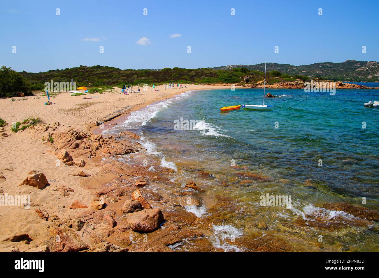 Sandy beach of La Finosa in the bay of Porto Istana on the Costa ...
