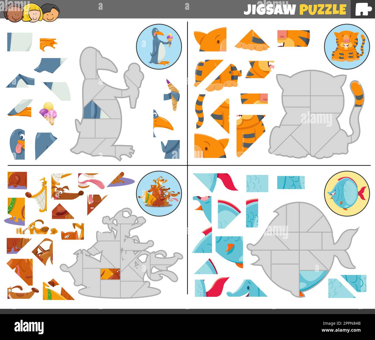 Cartoon tiger jigsaw puzzle game Stock Vector Images - Alamy