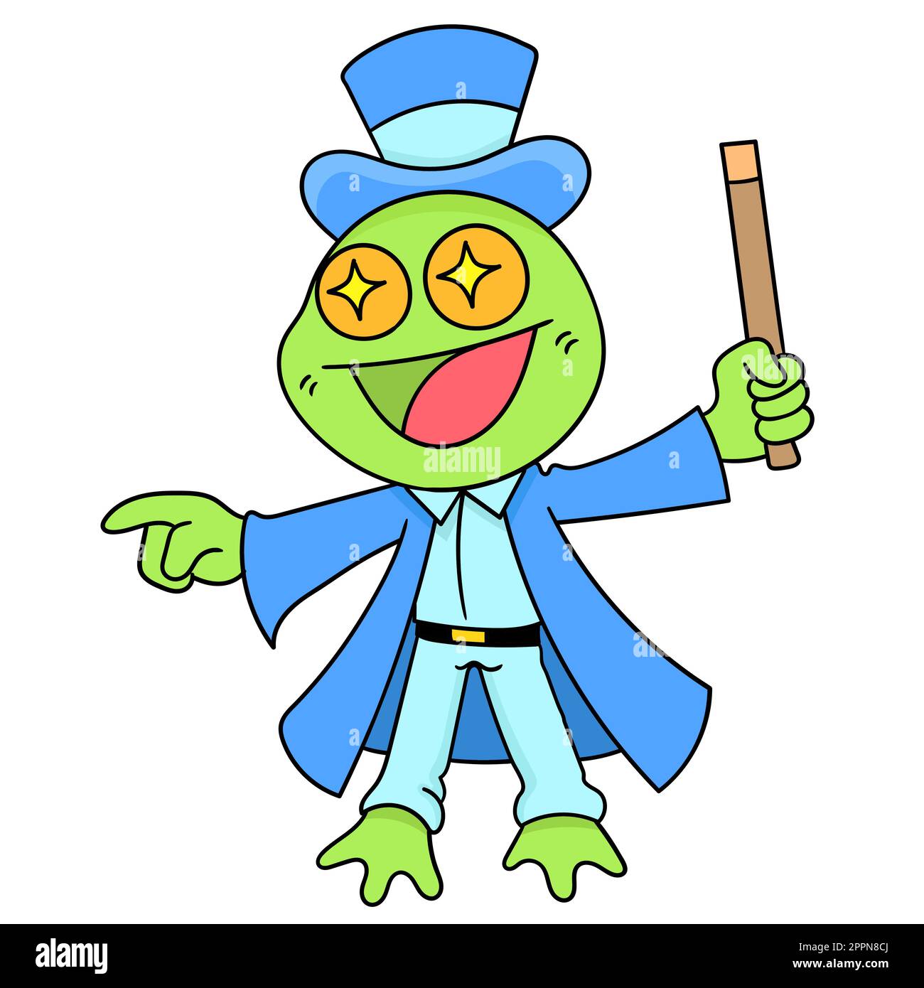 a magician frog in action magic, doodle icon image Stock Vector Image ...