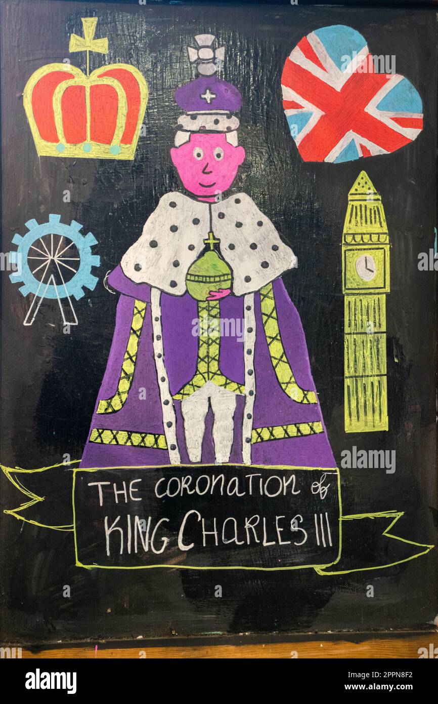 A drawing celebrating the coronation of King Charles III with Camilla ...