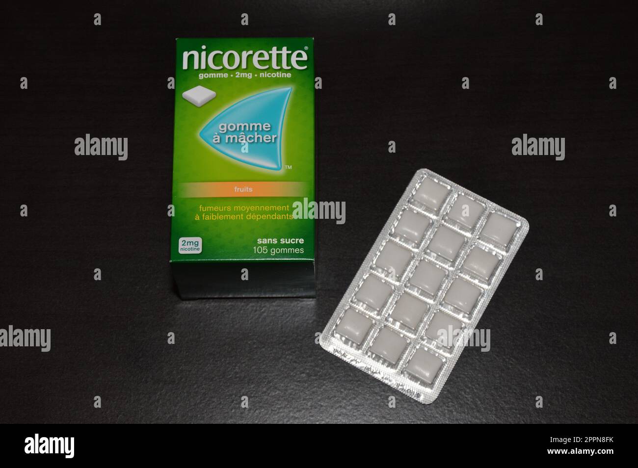 Nicorette nicotine chewing gum Stock Photo - Alamy