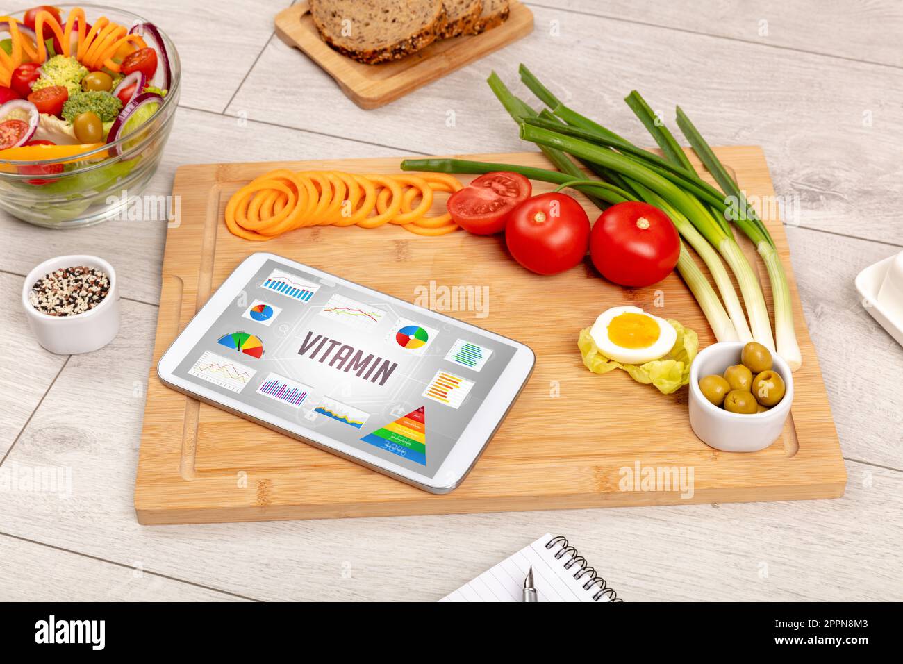 Organic food and tablet pc Stock Photo - Alamy