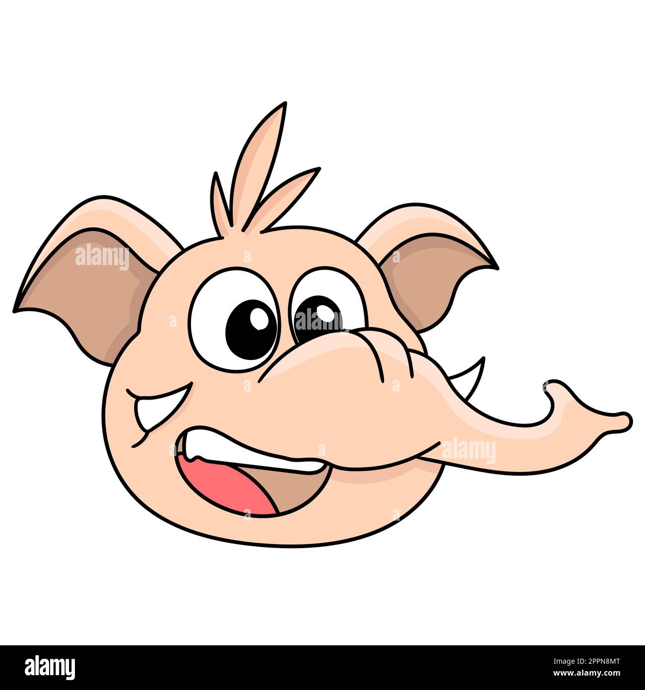 elephant head emoticon with a happy and prosperous face, doodle icon ...