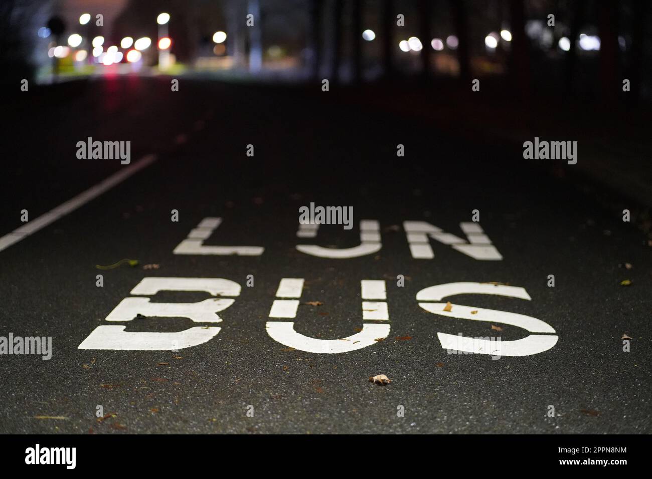 Bus road, night and street photography Stock Photo - Alamy
