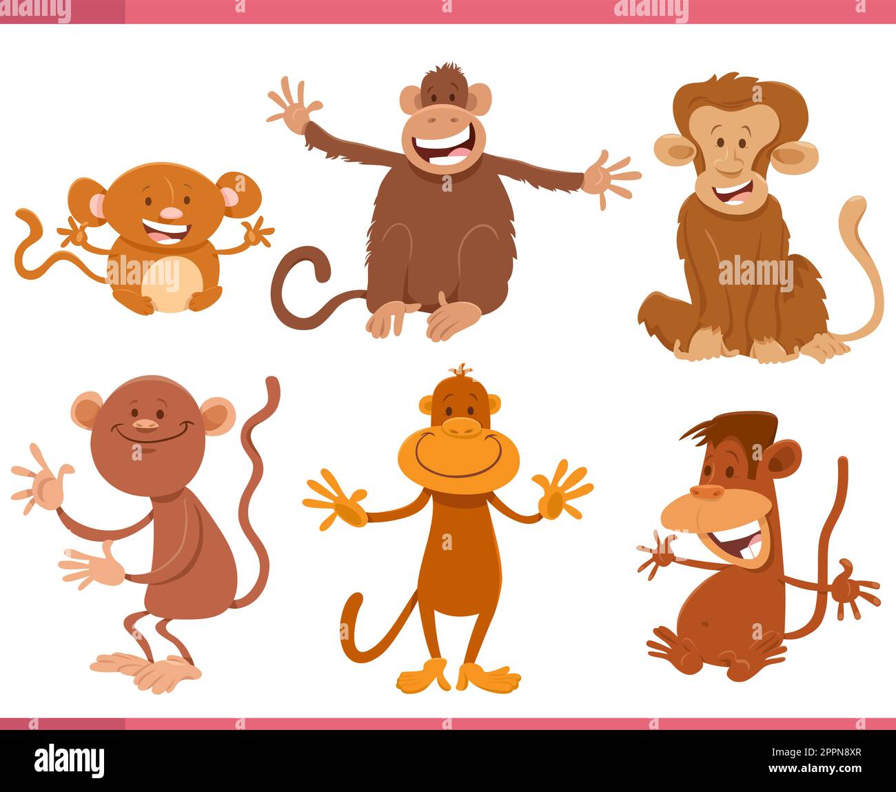 funny cartoon monkeys animal characters set Stock Vector Image & Art ...