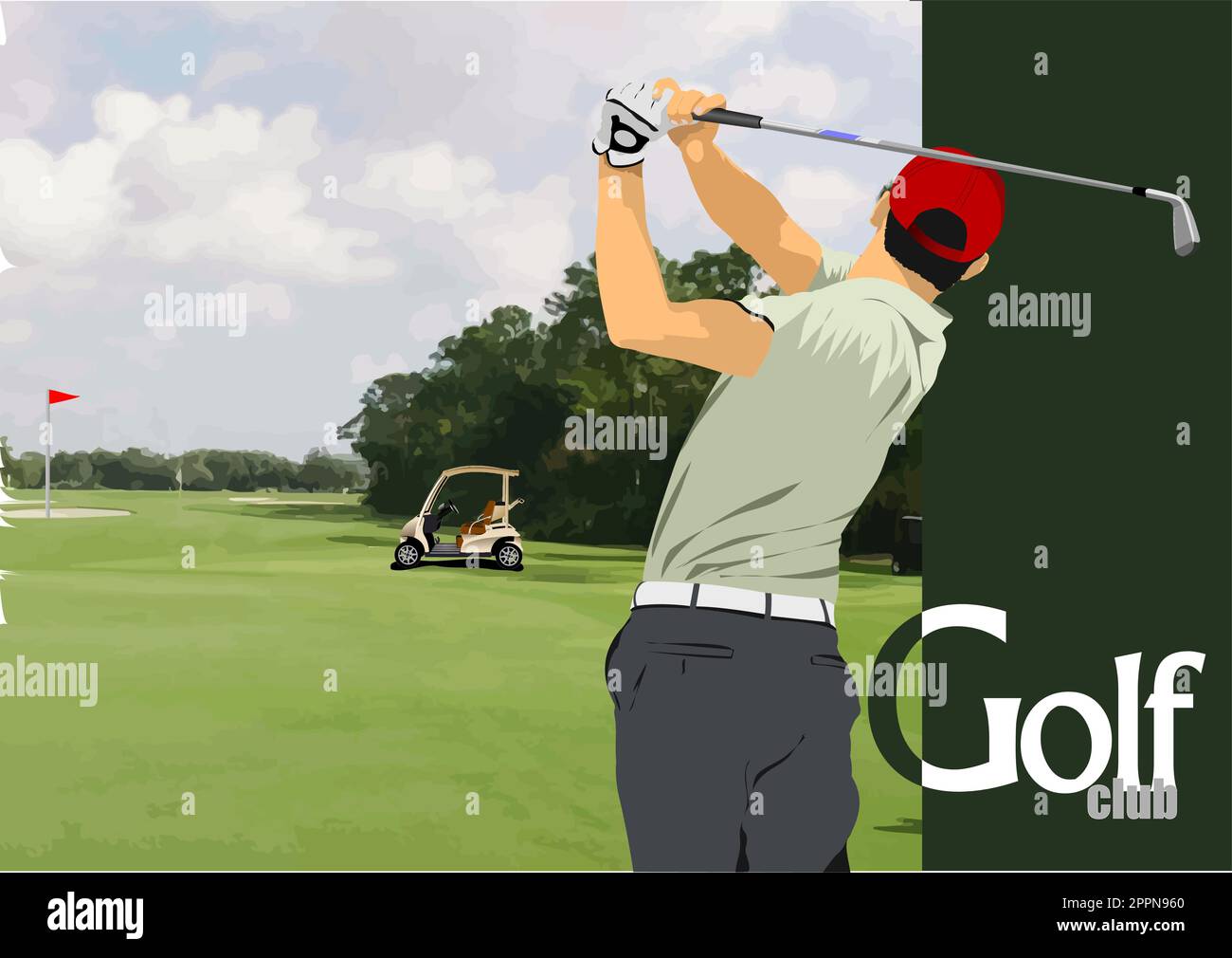 Golf club background with golfer image. Vector 3d illustration Stock ...