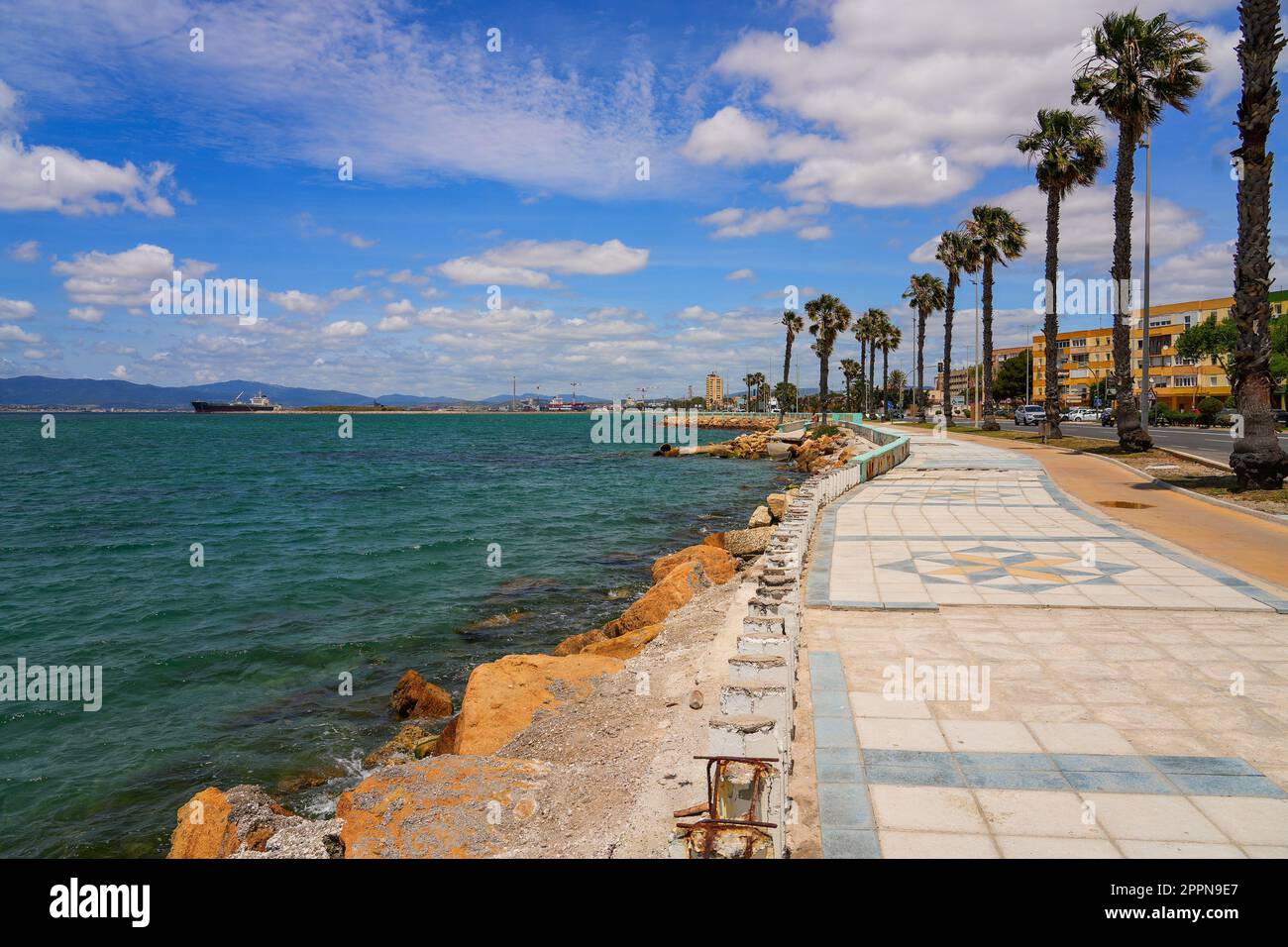 Seaside promenade in La Linea, Spain, in the south of Andalusia Stock ...