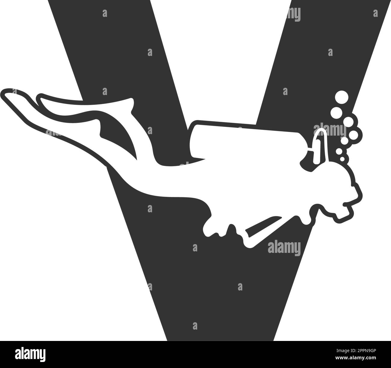 Letter V and someone scuba, diving icon illustration Stock Vector Image ...