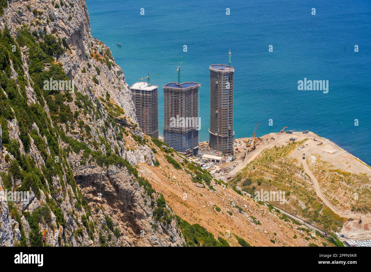 Residential towers under construction by the Eastern Beach of Gibraltar ...