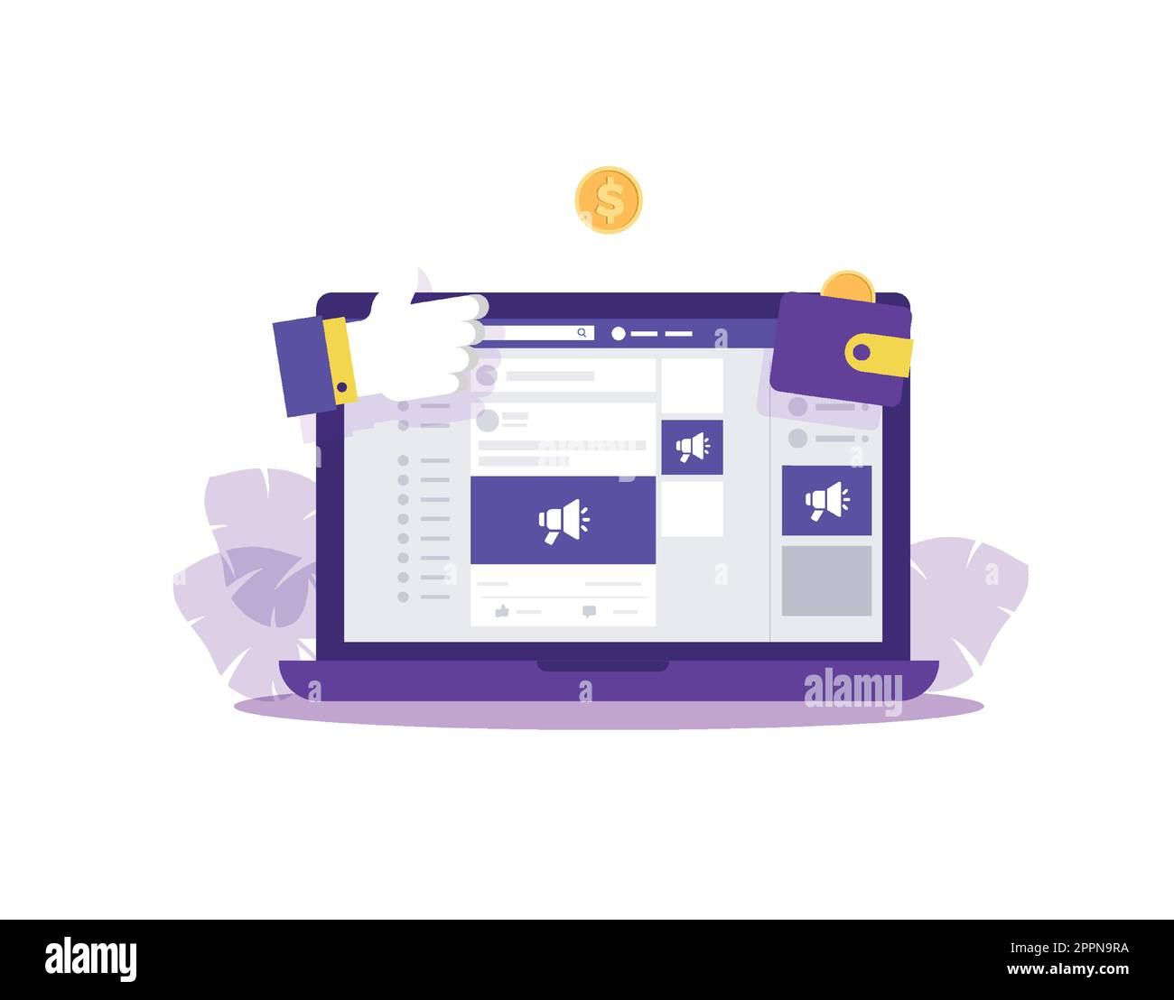 Facebook timeline with ads Stock Vector Images - Alamy