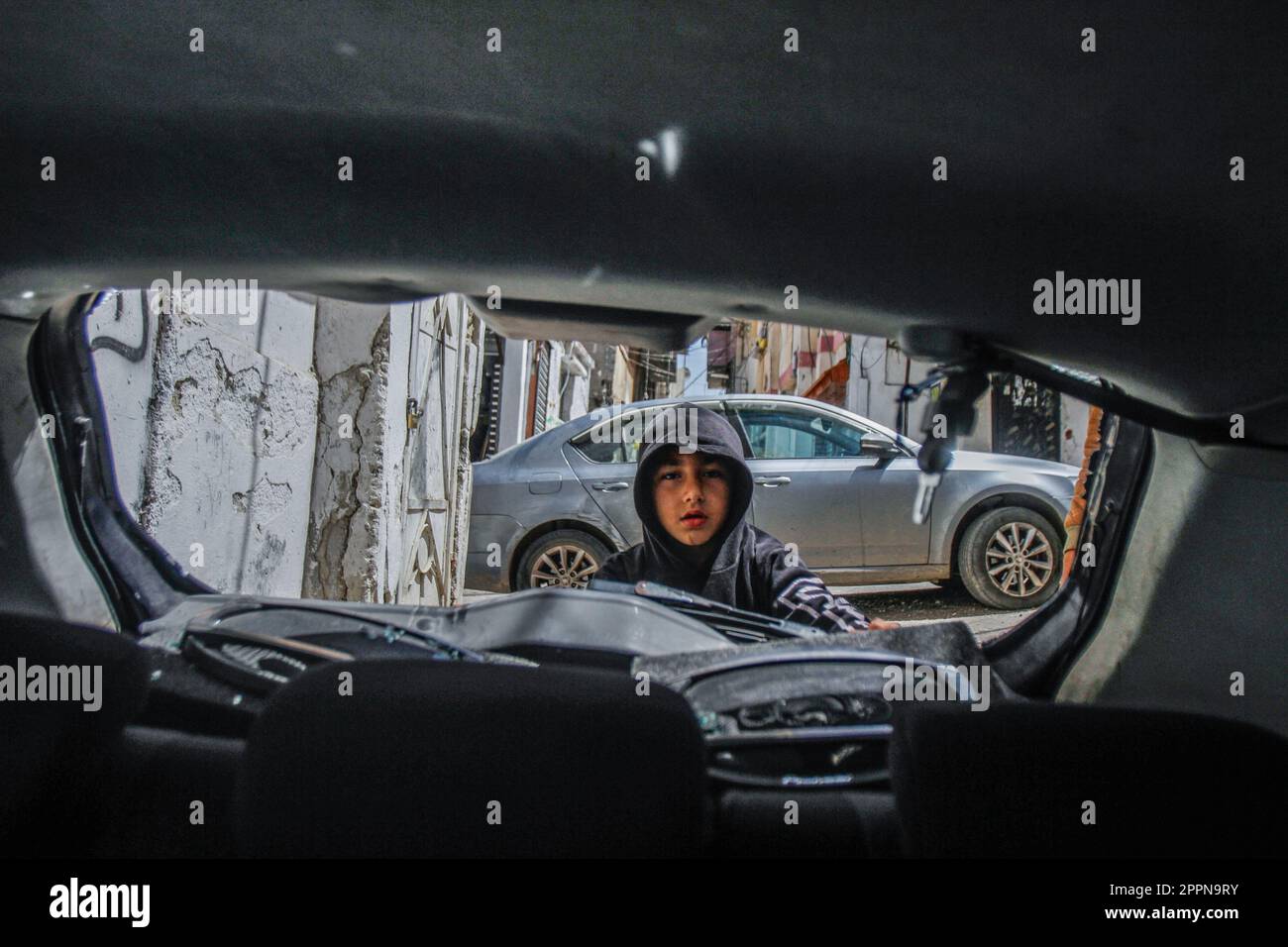 Nablus, Palestine. 24th Apr, 2023. A Palestinian kid Inspects a ...