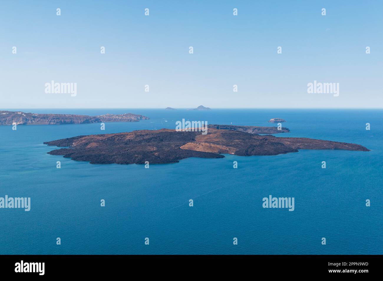 Nea Kameni caldera island Stock Photo - Alamy