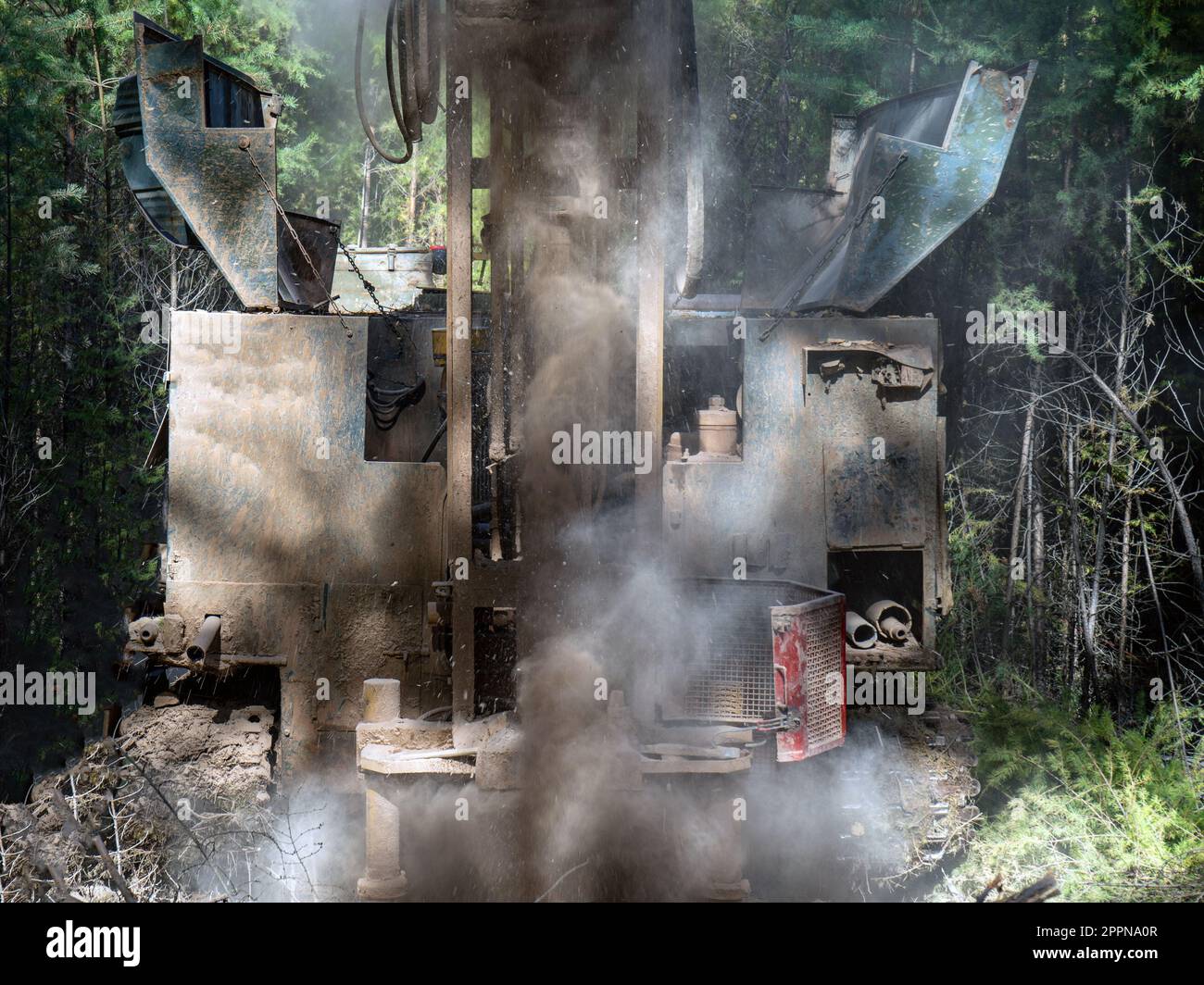 The process of drilling a well with a small-depth drilling rig. There ...