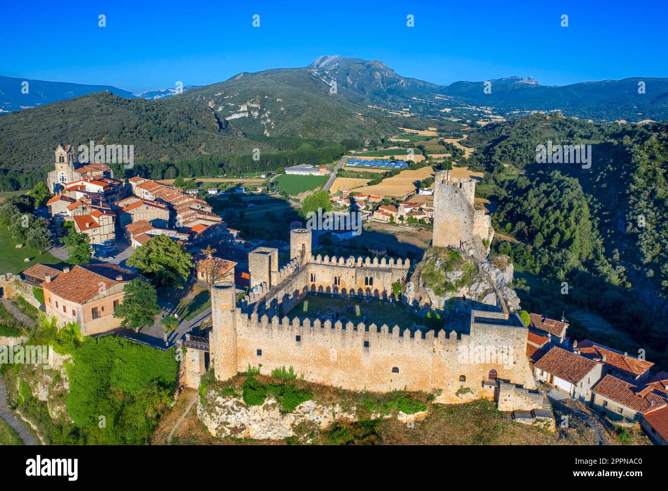 Aerial view of the village and castle of Frías (12th-15th century ...