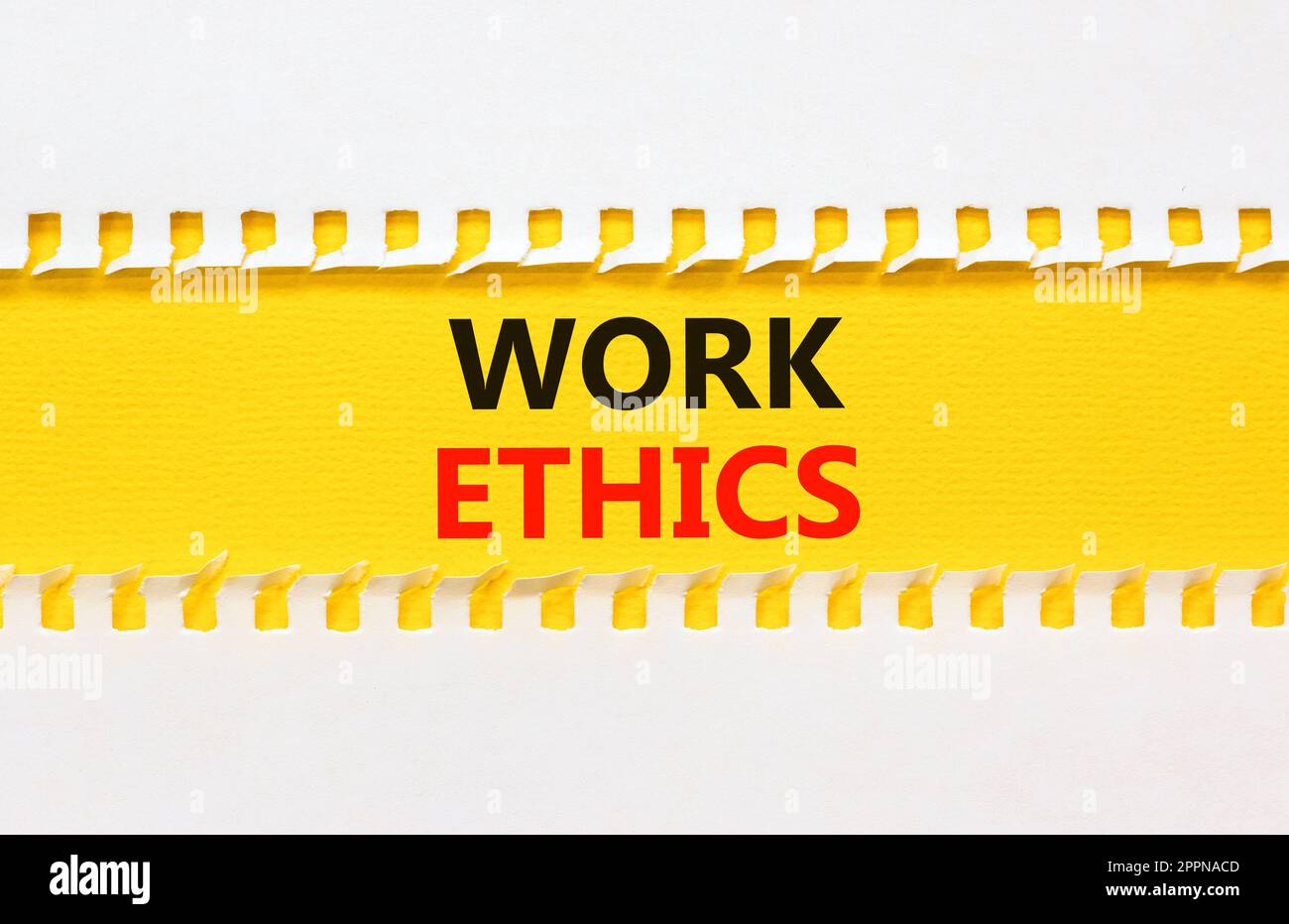 Work ethics symbol. Concept words Work ethics on beautiful yellow paper ...