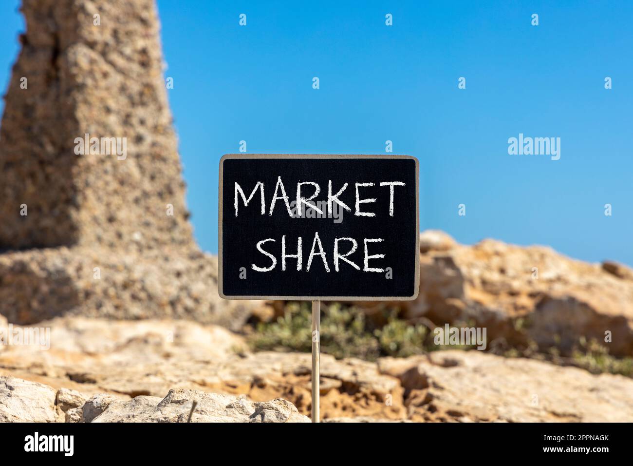Market share symbol. Concept words Market share on beautiful black ...