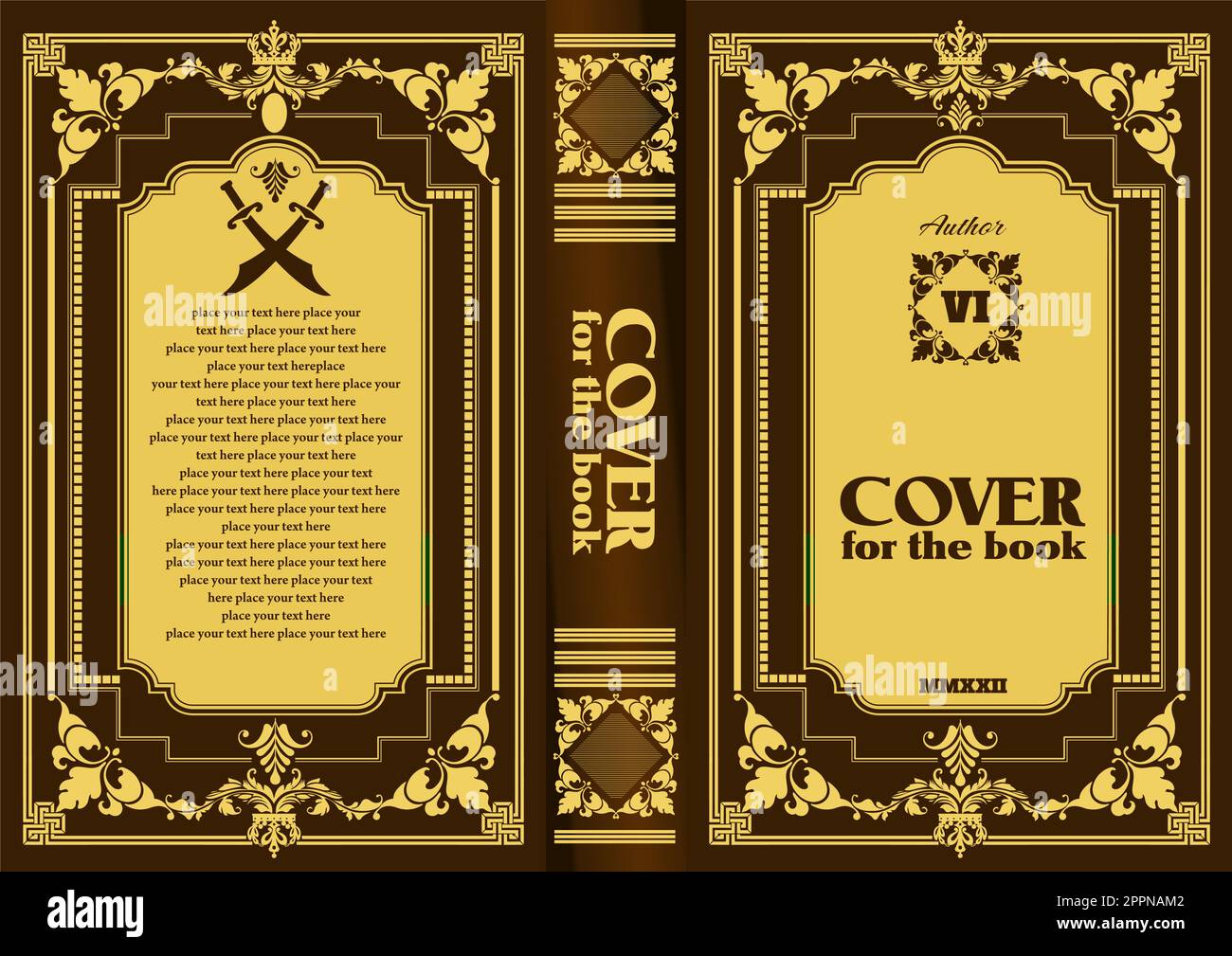 Ornate book cover and Old retro ornament frames. Royal Golden style ...