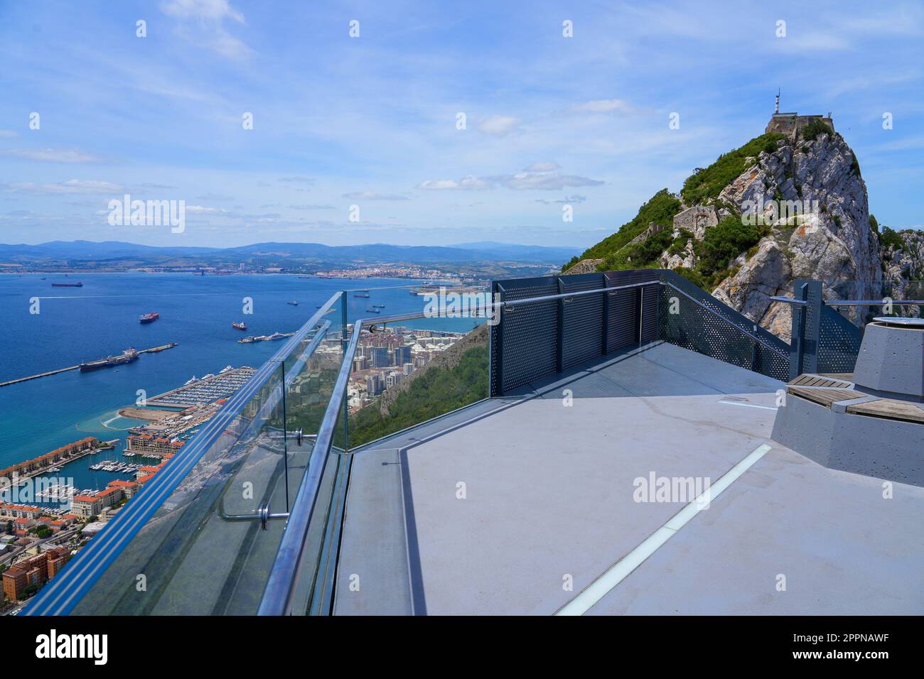 Sky walk observation deck at the top of the Rock of Gibraltar in the ...